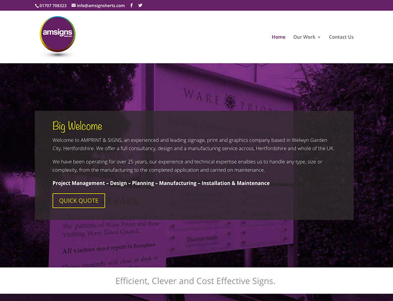 Web Design Welwyn Herts for Signage and Print